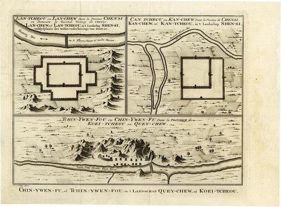 Antique Map of Chinese Cities in Chensi and Koei Tcheou, 1758 for sale ...