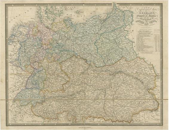 Antique Map of Germany with the Empire of Austria by Wyld, 1845 for ...