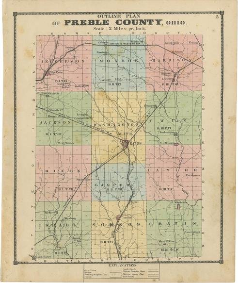 Antique Map of Preble County Ohio by Titus, 1871 for sale at Pamono
