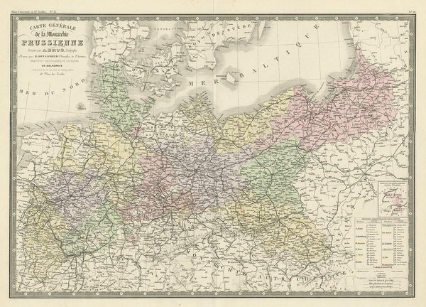 Antique Map of the Prussian Monarchy by Levasseur, 1875 for sale at Pamono
