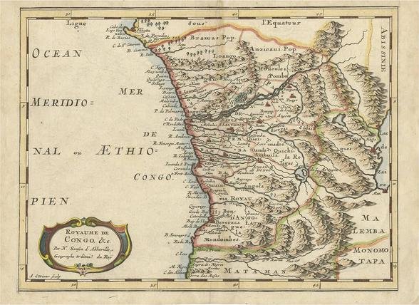Antique Map of the Congo and Gabon and Angola by N. Sanson, 1700 for ...
