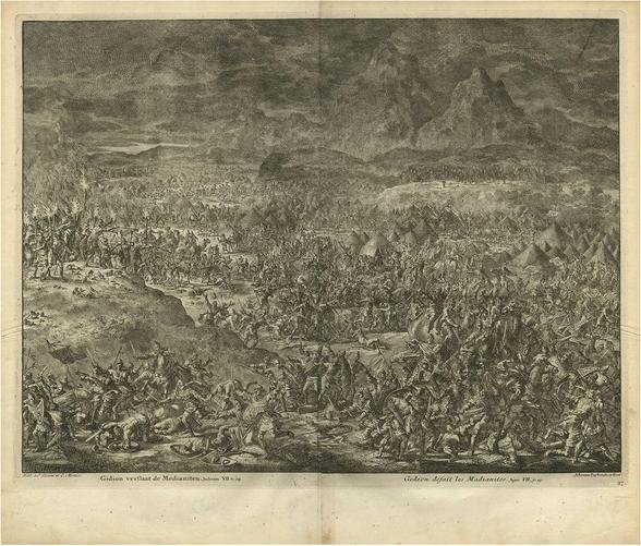 J. Luyken, Bible Scene: Gideon Defeats the Midianites, 1743, Print for ...