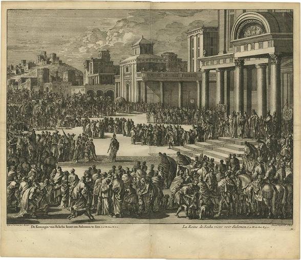J. Luyken, Bible Scene: The Queen of Sheba Visits Solomon, 1743, Print ...