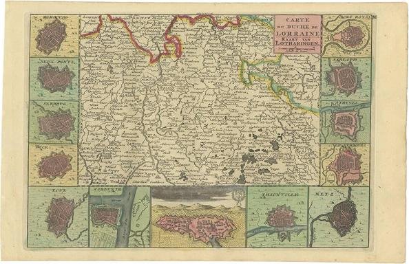 Antique Map of the Lorraine Region France, 1735 for sale at Pamono