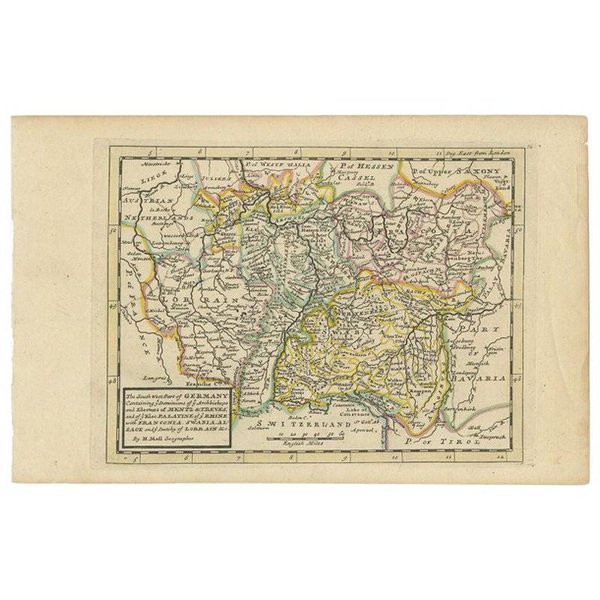 Antique Map of Southern Germany, 1730 for sale at Pamono