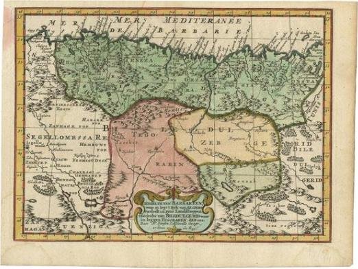 Antique Map of Barbary and Biledulgerid by Sanson, 1705 for sale at Pamono
