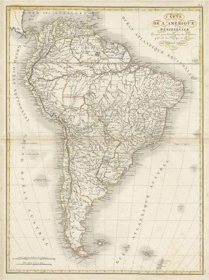 Antique Map of South America, 1821 for sale at Pamono
