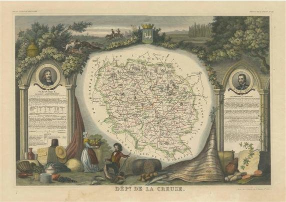 Map of the French Department of Creuse for sale at Pamono