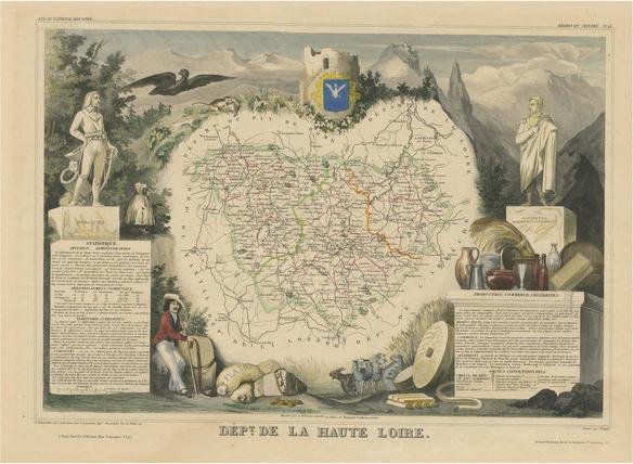 Antique Map of the Department of Haute Loire for sale at Pamono
