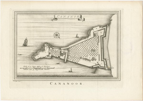 Map of Cannanore Fort, Kerala, India by Jakob Van Der Schley for sale ...