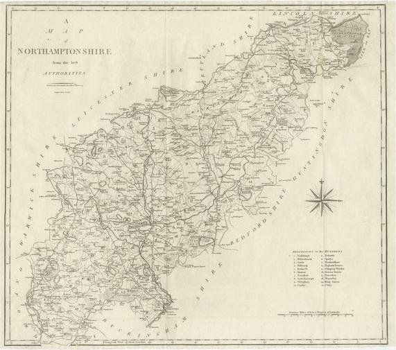 Large Antique County Map of Northamptonshire, England, 1805 for sale at ...