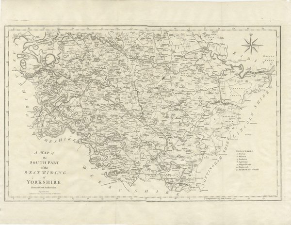 Large Antique County Map of the West Riding of Yorkshire South Part ...