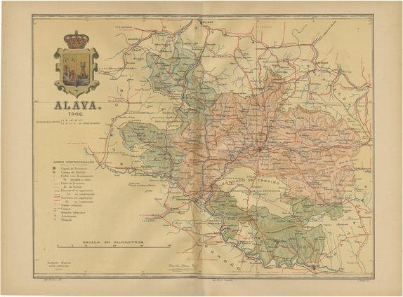 Map of Álava in Northern Spain, 1902 for sale at Pamono