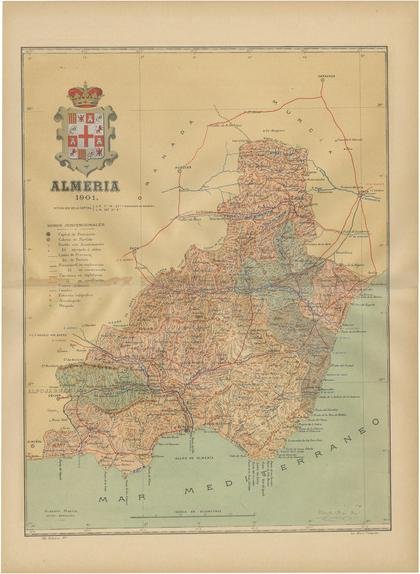 Almería Coastal Contours and Landscapes in a Map of Southeastern Spain ...