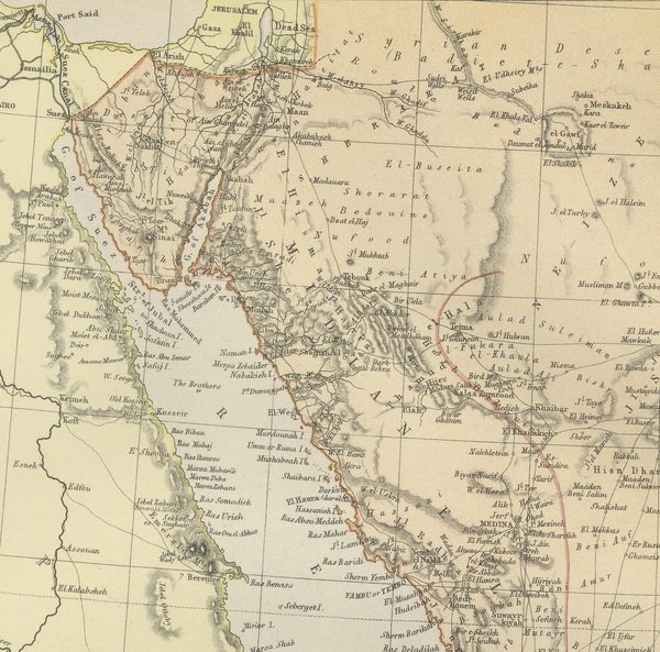 Map of Arabia and Red Sea and Persian Gulf, 1882 for sale at Pamono