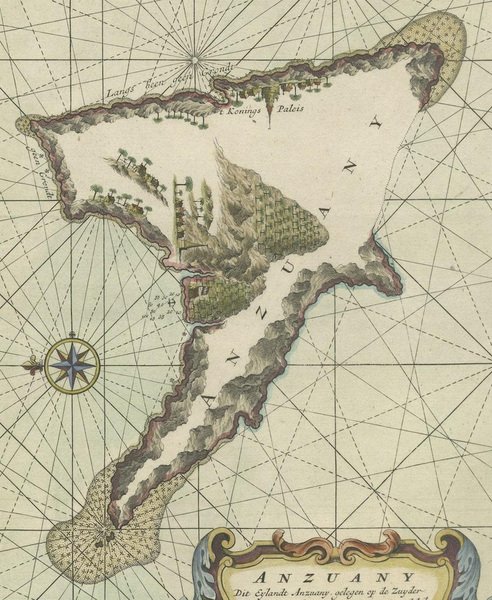 Map of the Island Nzwani or Anzuany of the Comoros Islands, 1726 for ...