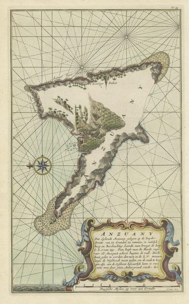 Map of the Island Nzwani or Anzuany of the Comoros Islands, 1726 for ...
