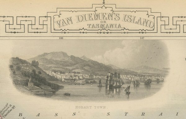 Map of Tasmania with Illustrations of Local Fauna and Colonial ...