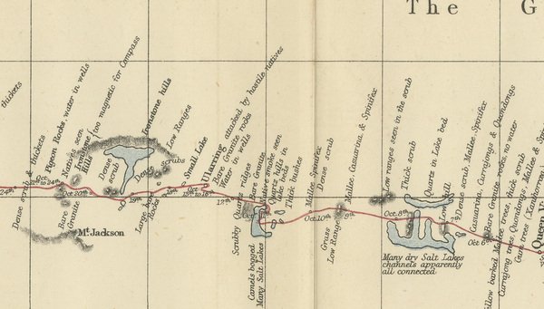 Map of the 4000km Exploration of Ernest Giles from Beltena to Perth ...