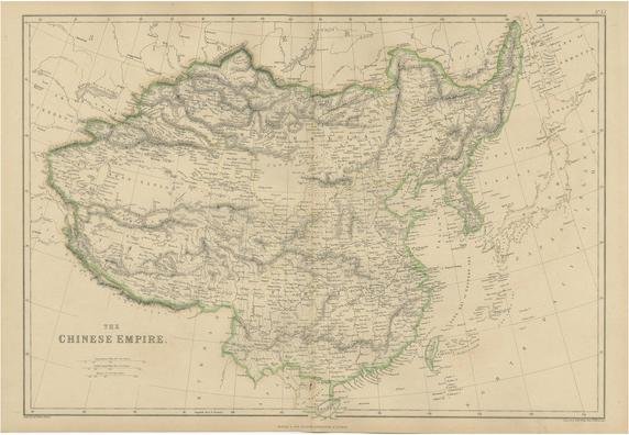 Antique Map of the Chinese Empire by W. G. Blackie, 1859 for sale at Pamono