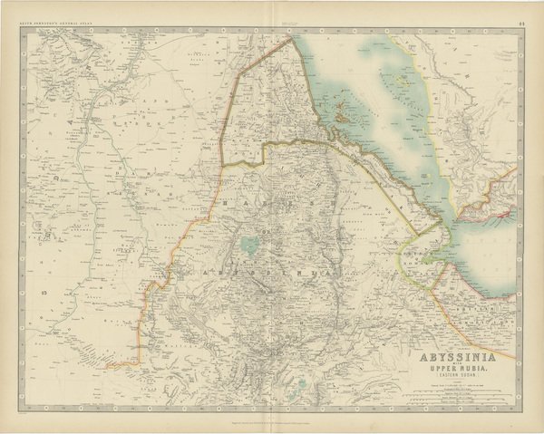 Antique Map of Abyssinia with Upper Nubia by Johnston, 1909 for sale at ...