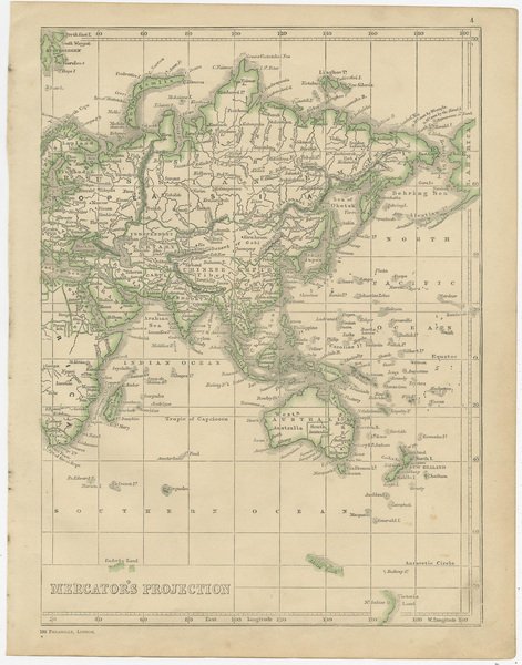 Antique Map of the World in Two Sheets, 1852, Set of 2 for sale at Pamono