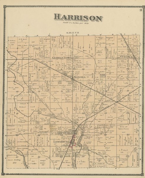 Antique Map of Harrison County Ohio by Titus, 1871 for sale at Pamono