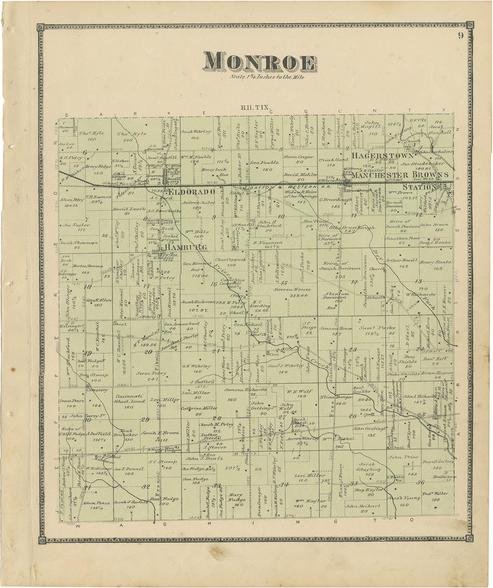 Antique Map of Monroe County in Ohio by Titus, 1871 for sale at Pamono