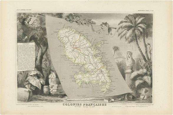 Antique Map of the French Colony Martinique by V. Levasseur, 1854 for ...