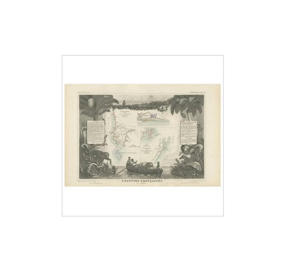 Antique Map of the French Colonies in Senegal and Madagascar attributed ...
