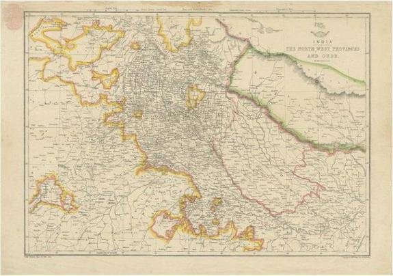 Antique Map of Northwestern India by Weller, 1857 for sale at Pamono