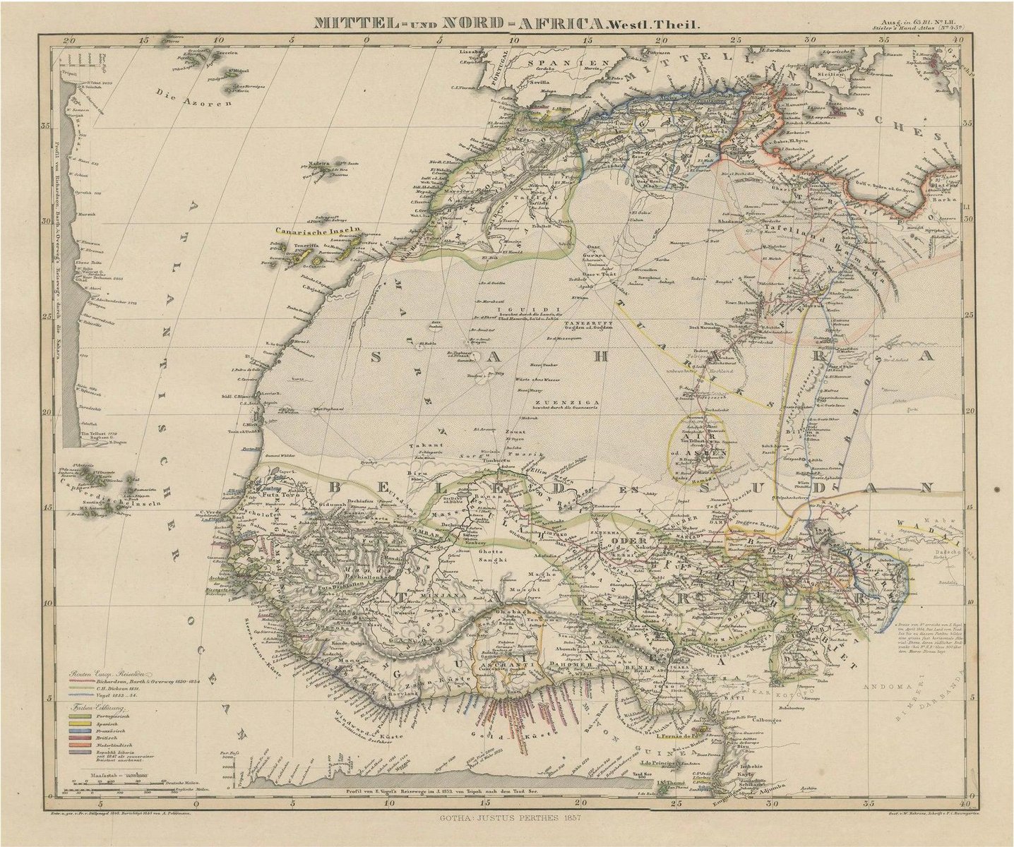 Antique Map of West and Central Africa Stieler Atlas, 1858 for sale at ...