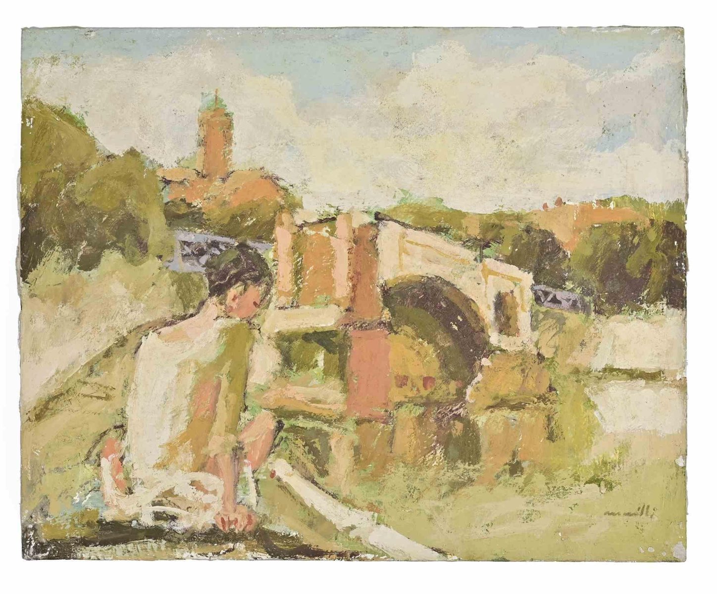 Franco Marzilli, Ballerina, Oil Painting, 1970s for sale at Pamono