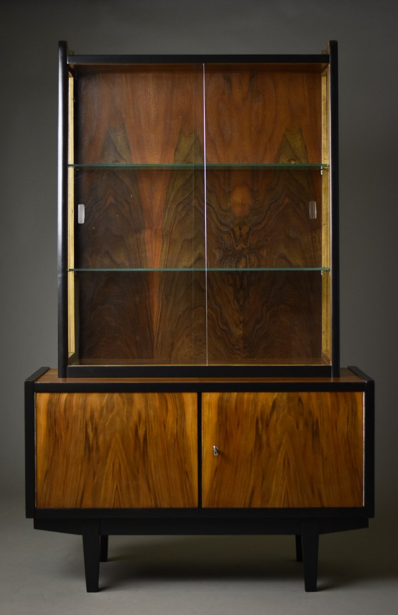 Mid-Century Modern Walnut Showcase Cabinet by R. T. Halas, Poland ...