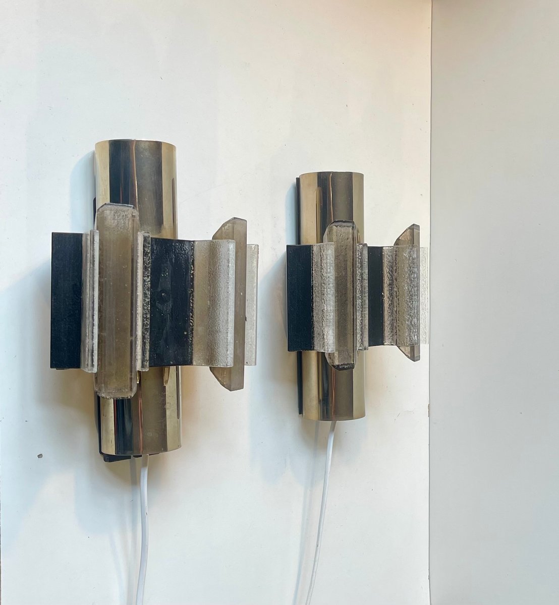 Danish Space Age Wall Sconces by Claus Bolby for Cebo Industri, 1970s ...