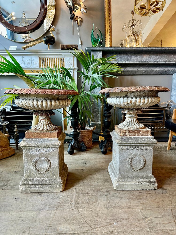 English Cast Iron Tazza Urns by Andrew Handyside, 1890s, Set of 2 for ...
