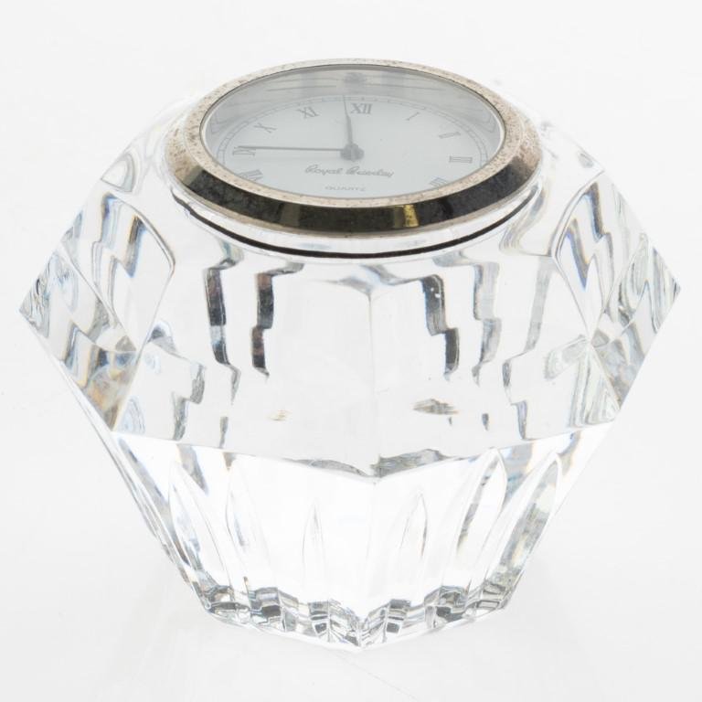 Cut Crystal Glass Quartz Desk Clock from Royal Brierley for sale at Pamono