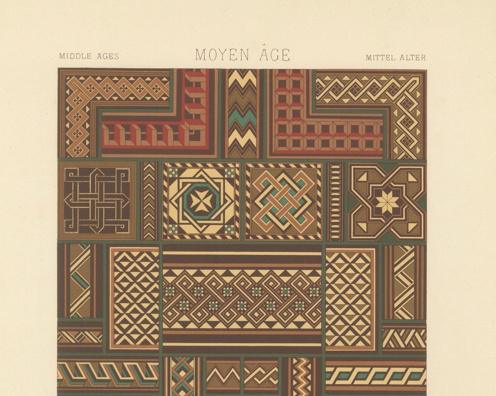 After Racinet, Middle Ages Interlace Motifs Medieval Knotwork Patterns ...