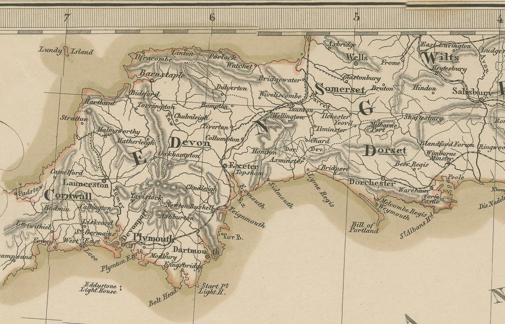Hand-Colored Map of Northwest France, 1858 for sale at Pamono