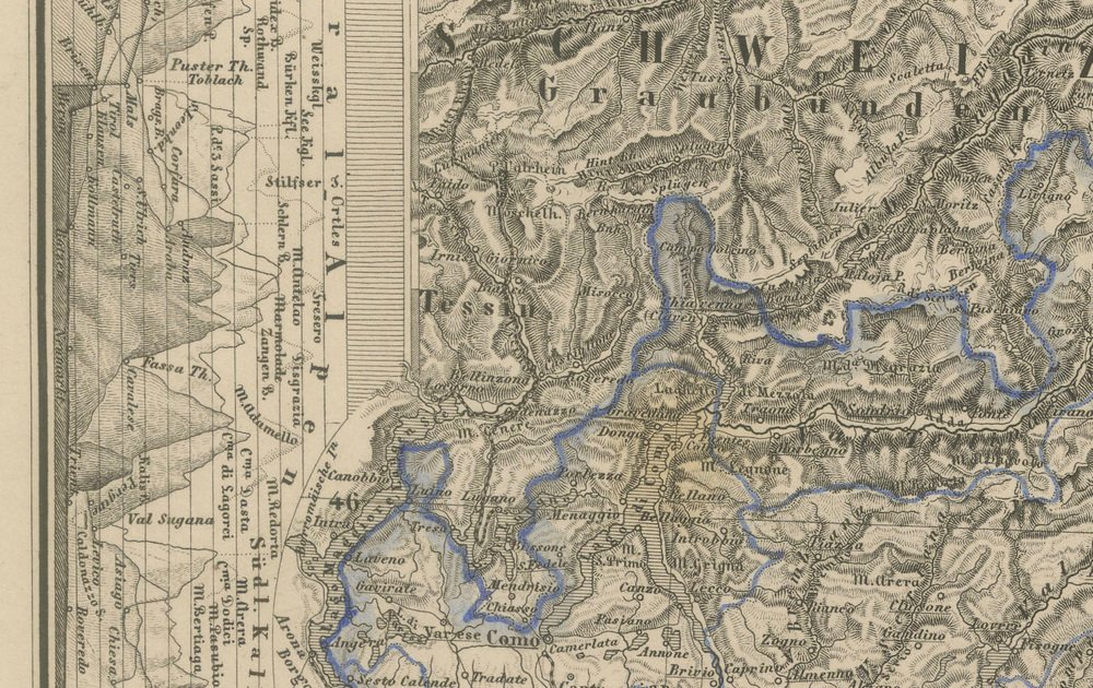Antique Habsburg Empire Map of Southeastern Germany to Venice, 1858 for ...