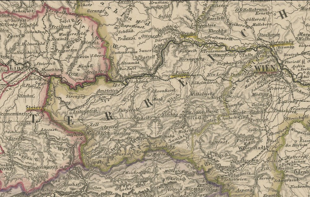 Antique Habsburg Empire Map of Southeastern Germany to Venice, 1858 for ...