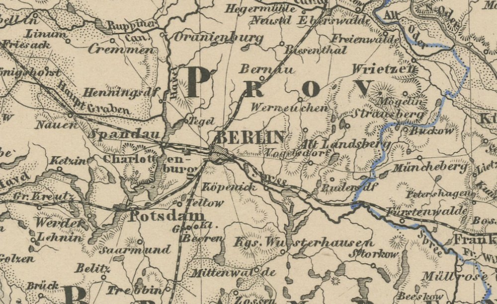 Antique Map of Northeastern Germany with Saxon & Prussian States, 1858 ...