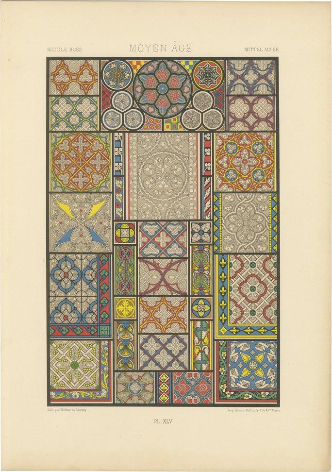 After Racinet, Medieval Floor Tile Patterns Middle Ages Decorative ...