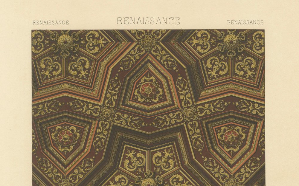 Renaissance Ceiling Design, 1869, Paper for sale at Pamono