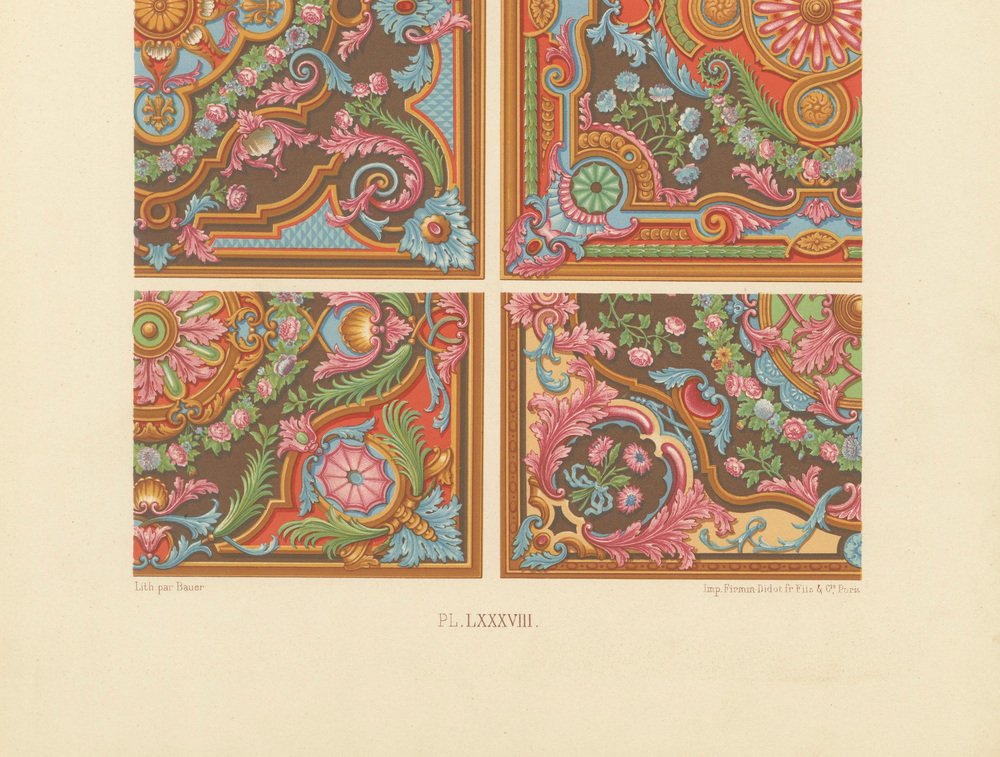 Rococo Ceiling and Panel Decoration, 1869, Paper for sale at Pamono