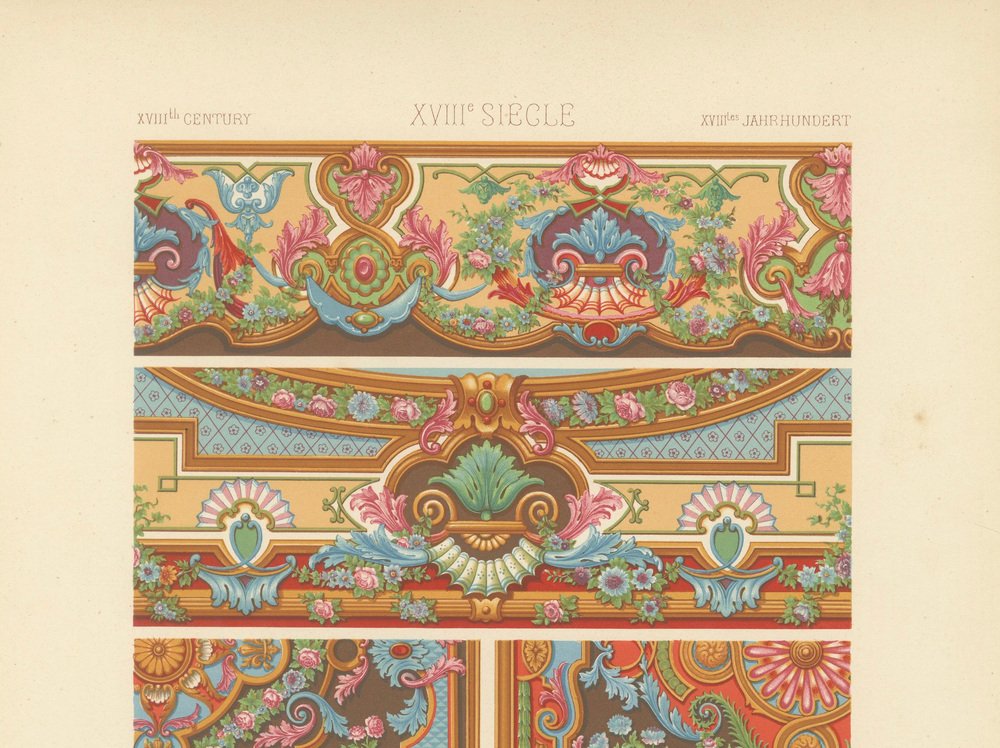 Rococo Ceiling and Panel Decoration, 1869, Paper for sale at Pamono