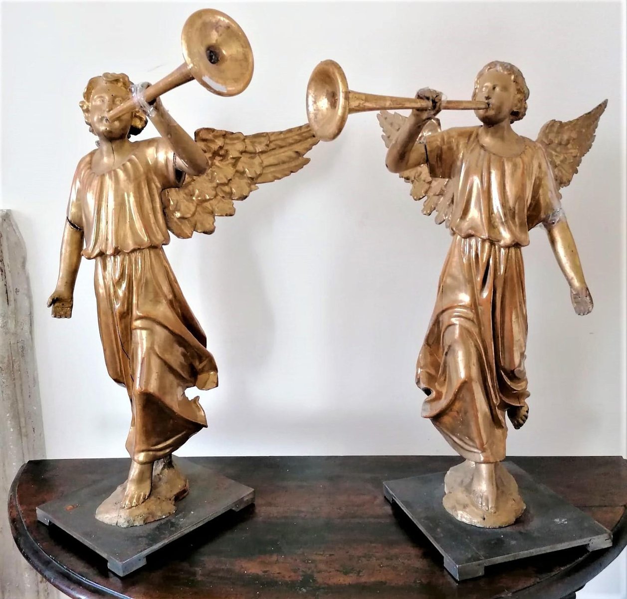 Musician Angels, Late 17th-Early 18th Century, Gilded Wood, Set of 2 ...