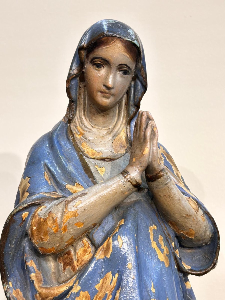 Polychrome Papier-Mâché Immaculate Mary Sculpture, Central Italy, 18th Century for sale at Pamono