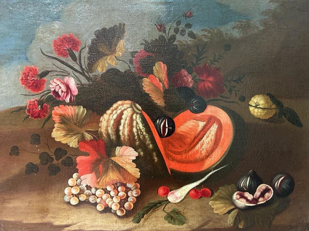 Emilian Area Artist, Still Life of Flowers and Fruit, Early 18th ...