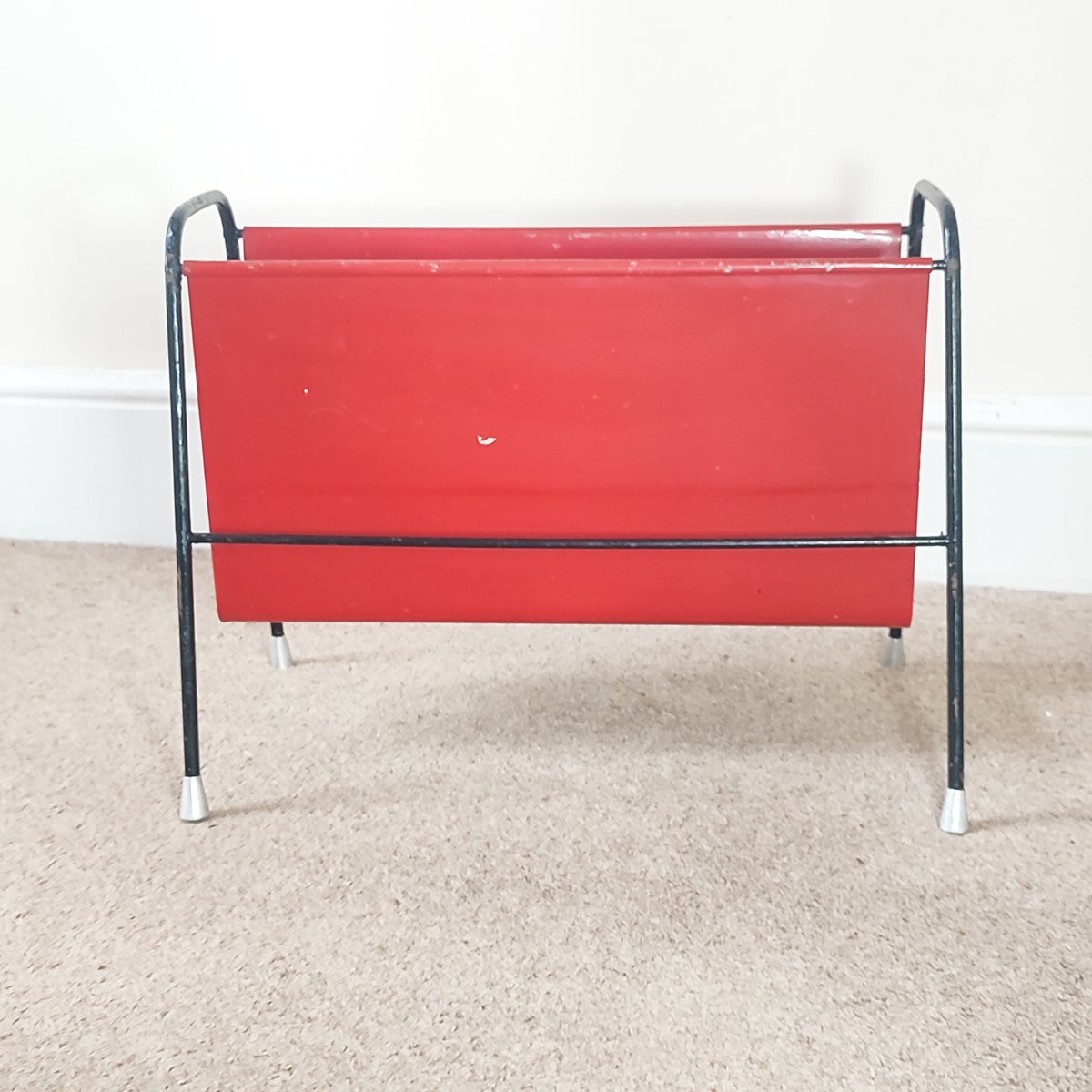 Mid-Century Modern Red and Black Metal Magazine Rack, 1960s for sale at ...